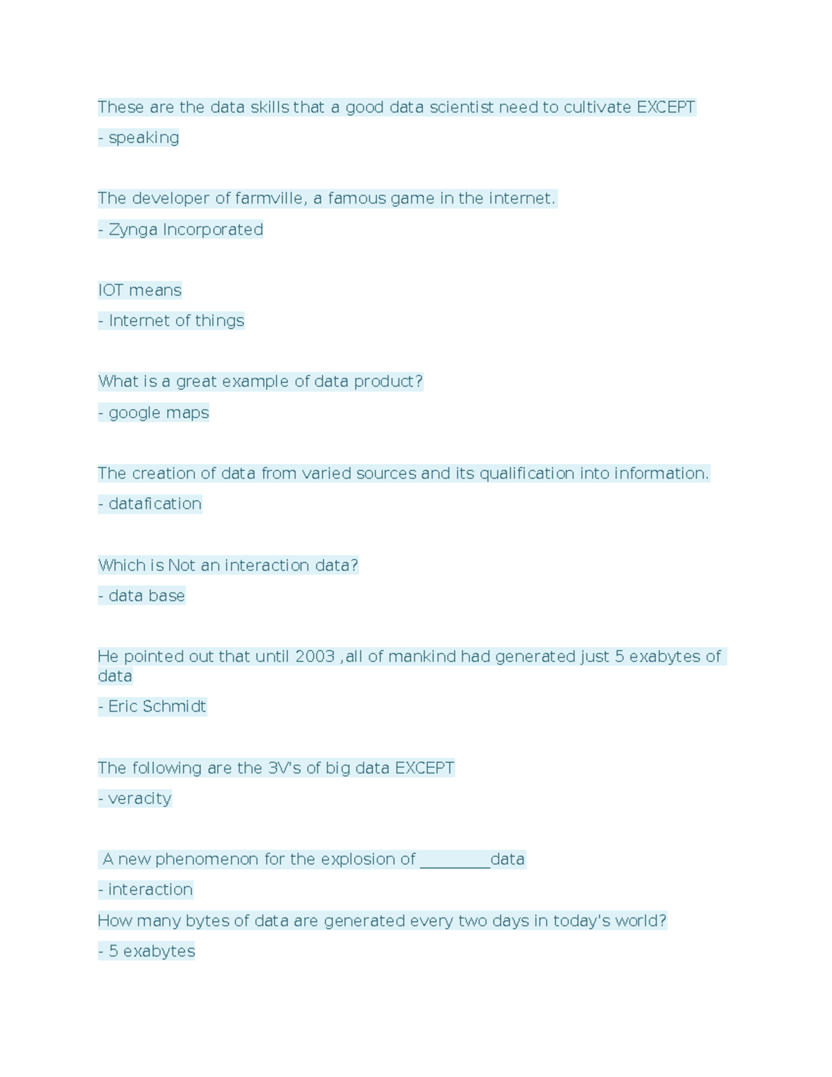 Data Analysis Midterm Quizzes & Exam - These are the data skills that a ...