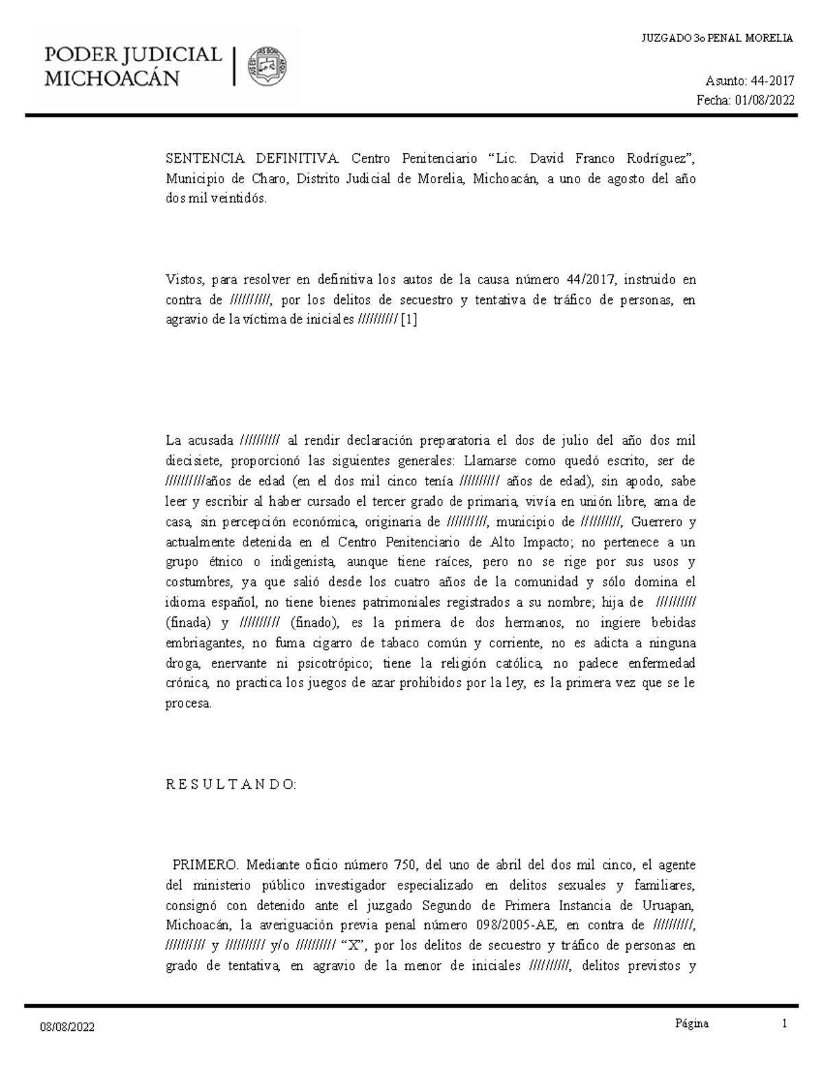 Sentencia Publica 2022 08 08 11 50 16 - Asunto: 44- Fecha: 01/08 ...