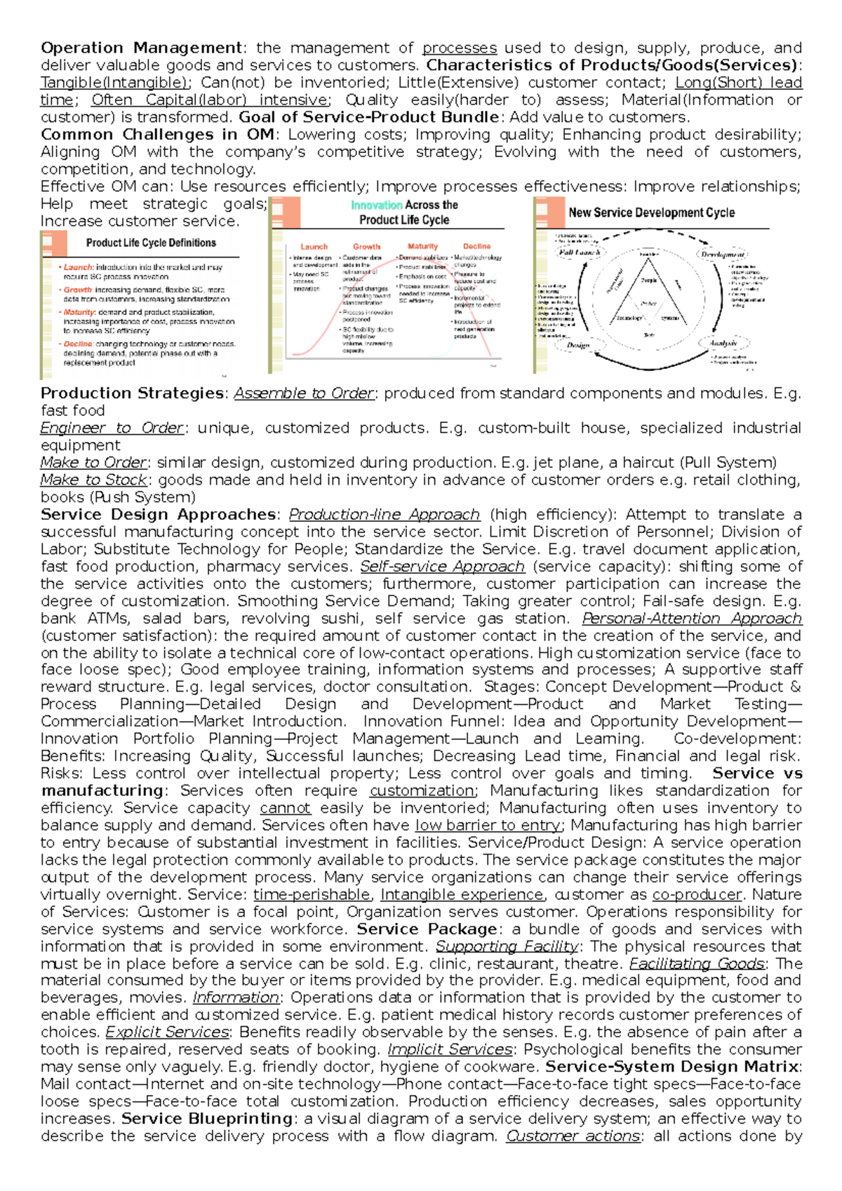 Quiz 1 Cheat Sheet (Credit to LI Wenda Frank) - Operation Management ...