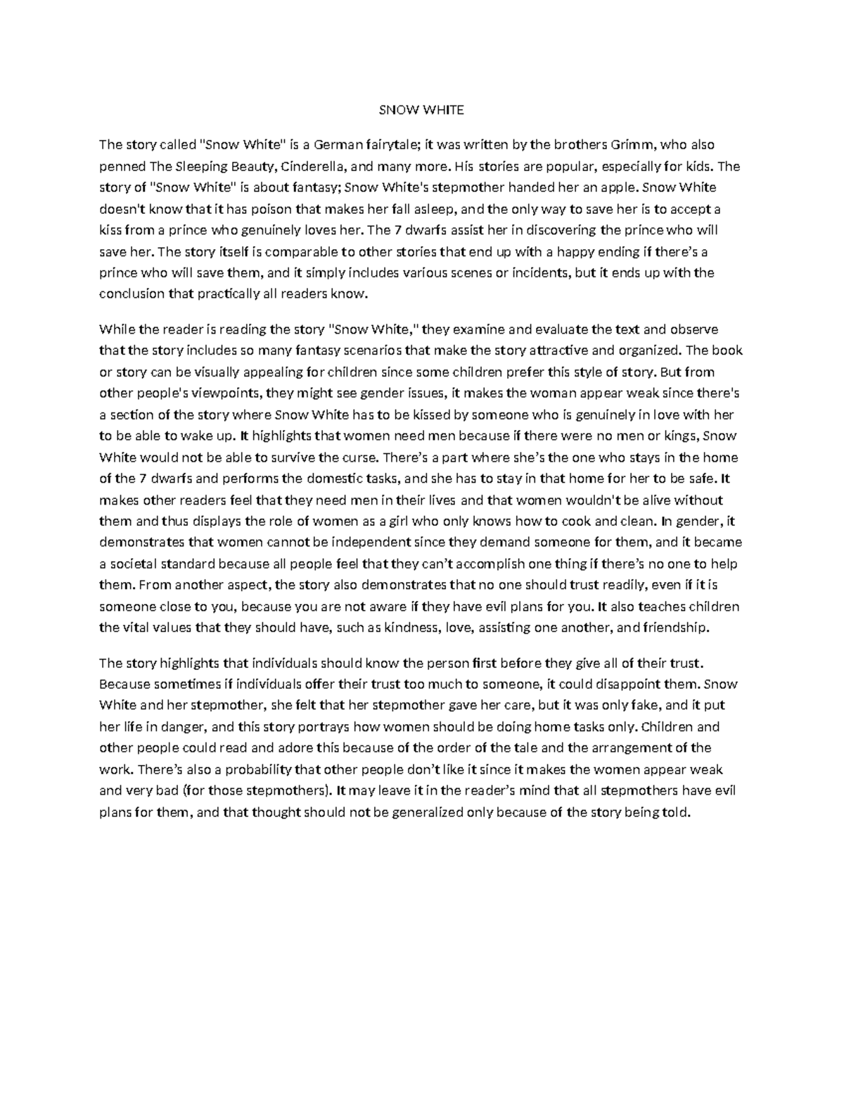 SNOW White - THEY CAN USE THIS AS THEIR REFERENCE - SNOW WHITE The ...