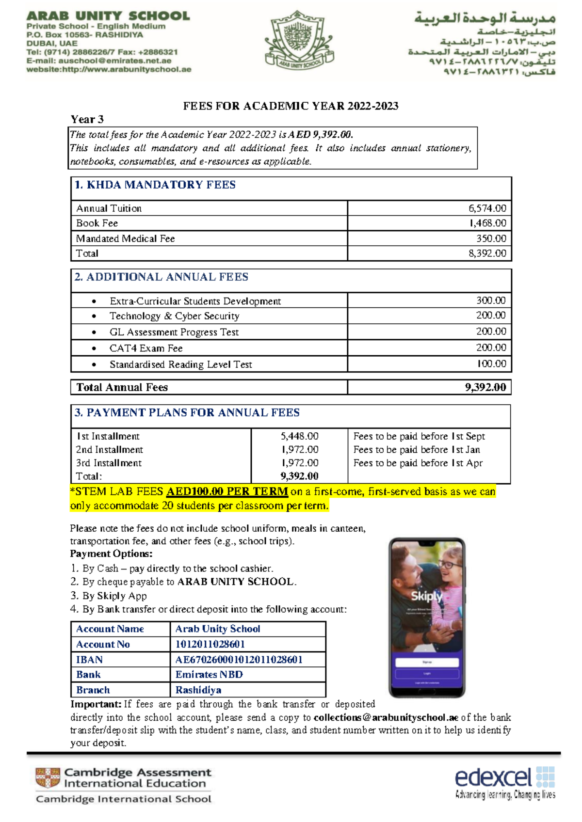 AUS 2022 2023 Detailed Fee Structure for Year 3 - Year 3 The total fees ...