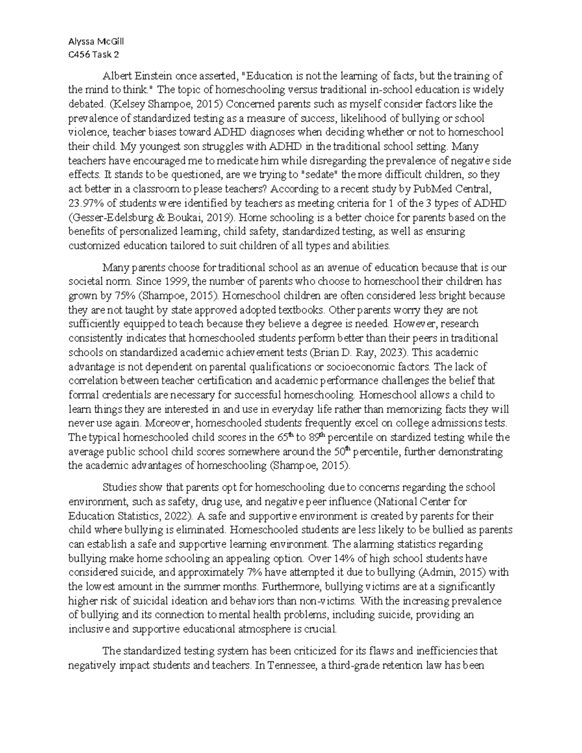 C456 Task 2 - pass - C456 Task 2 Albert Einstein once asserted ...