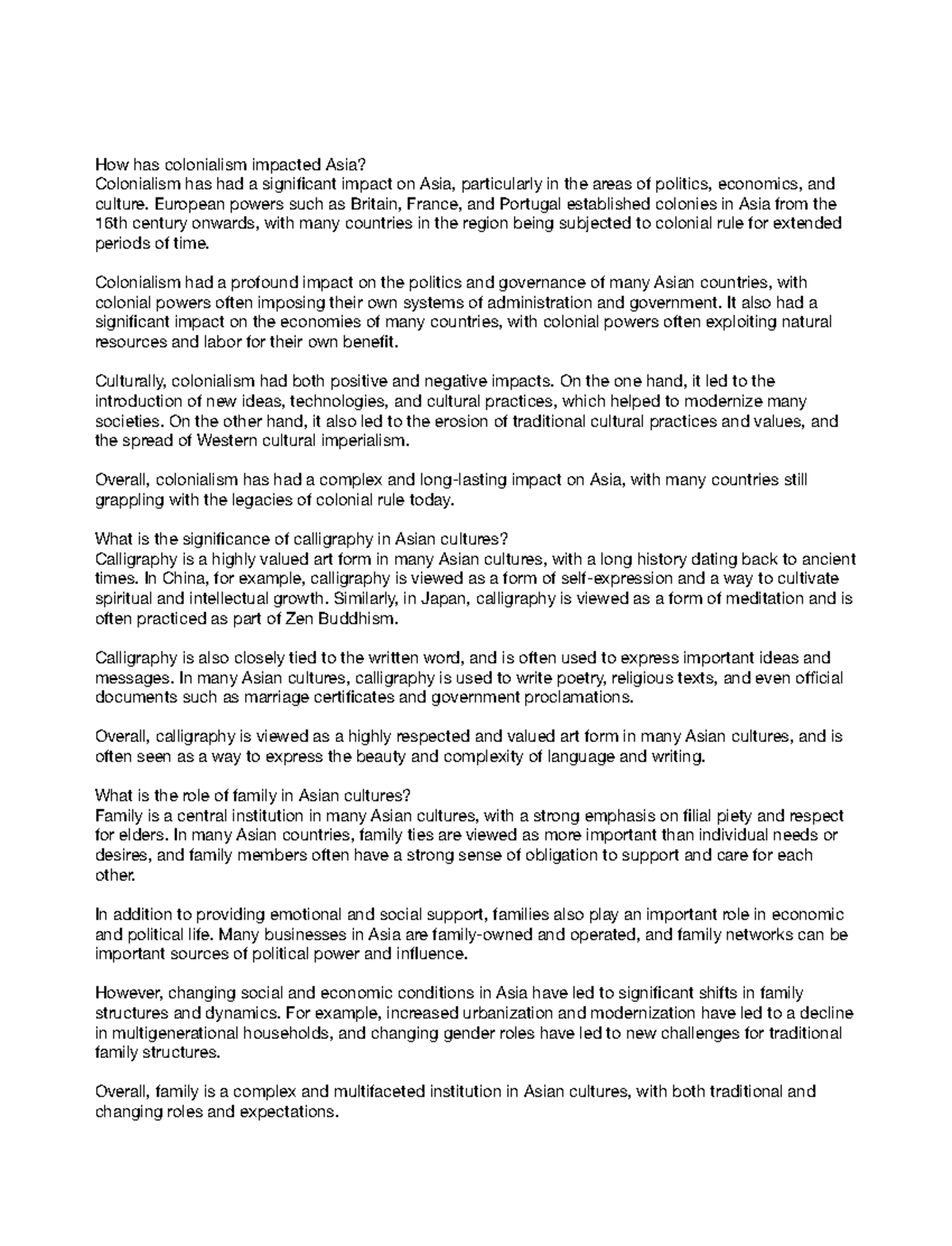 Intro to Asian Humanities 5 - How has colonialism impacted Asia ...