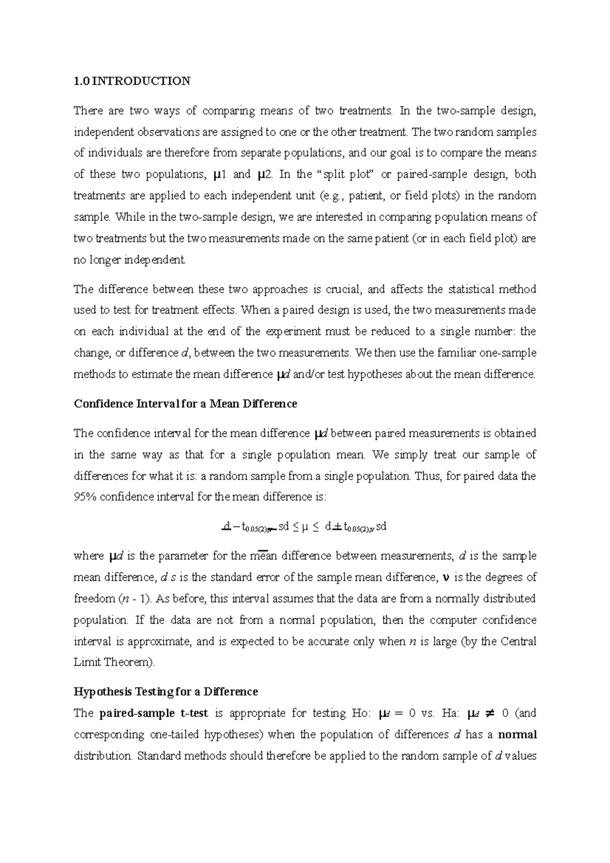 Lab Report 4 - Copy - 1 INTRODUCTION There are two ways of comparing ...