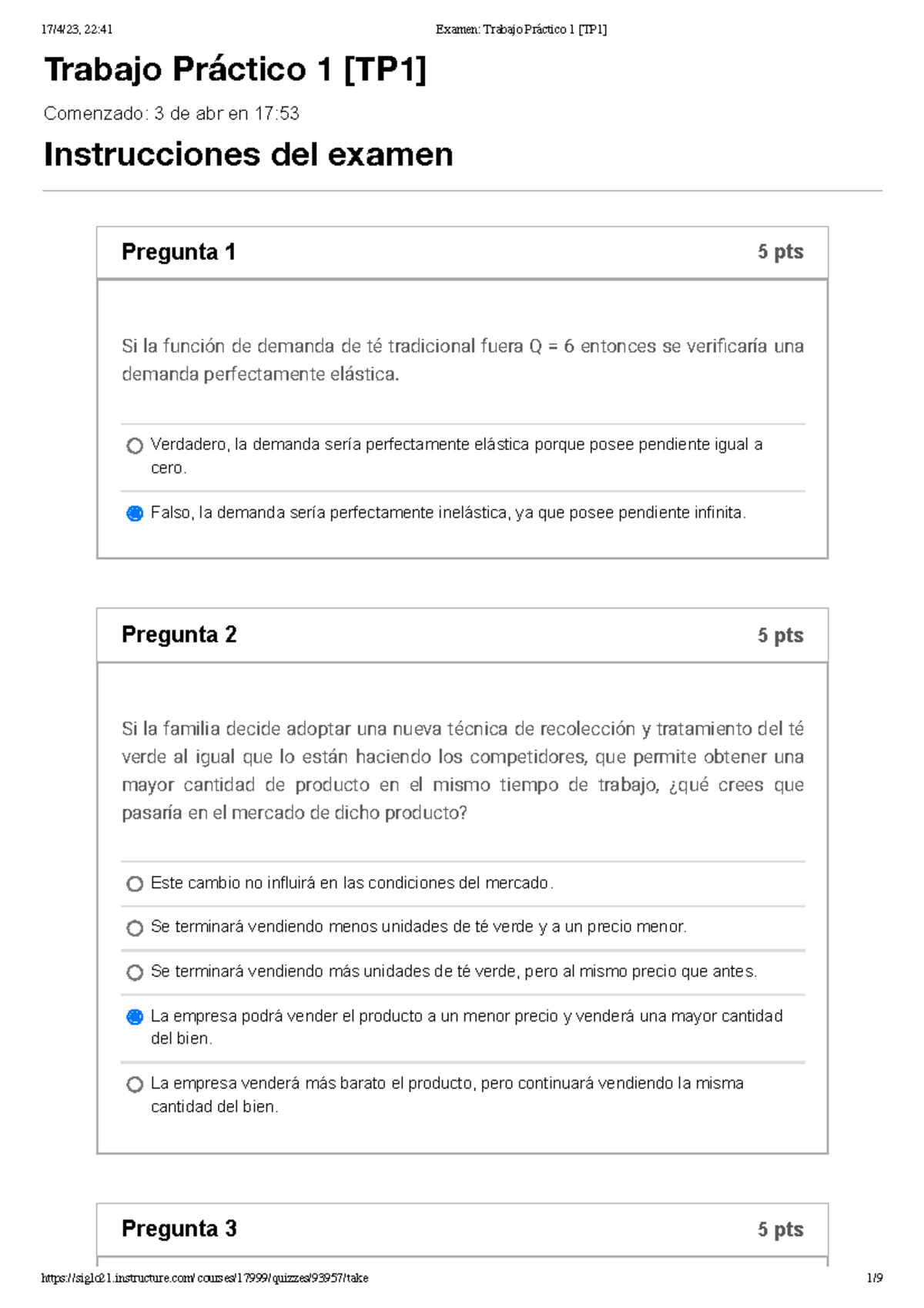Economía I Trabajo Práctico 1 [TP1] - Trabajo Práctico 1 [TP1] Comenzado: 3 de abr en 17: - Studocu