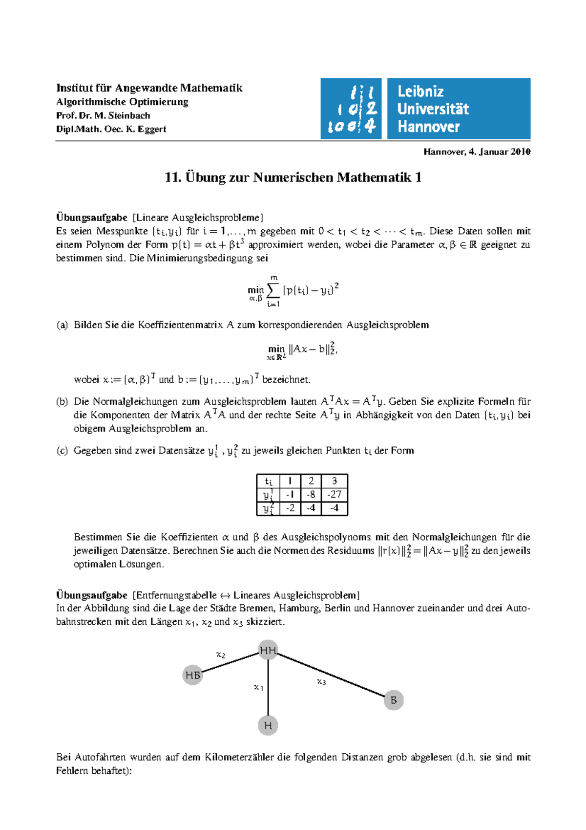 Numerische-mathematik-1 steinbach 2010 hausuebung 11 - Institut ...