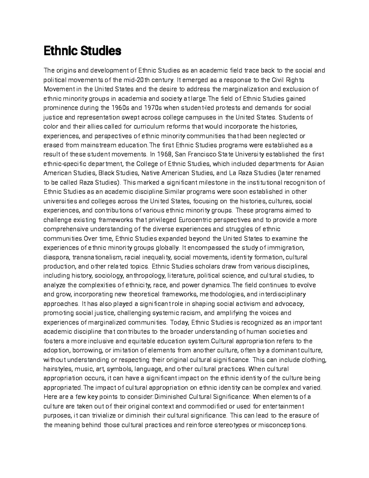 Ethnic Studies-1 - Notes - Ethnic Studies The origins and development ...