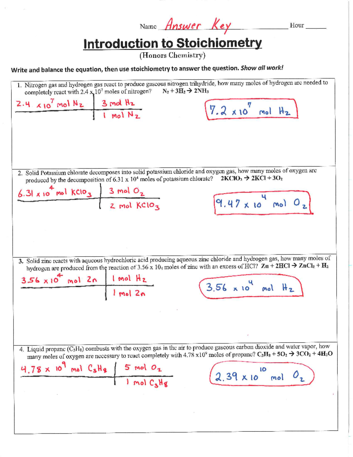 Key intro stoich - CHEM 115 - Studocu