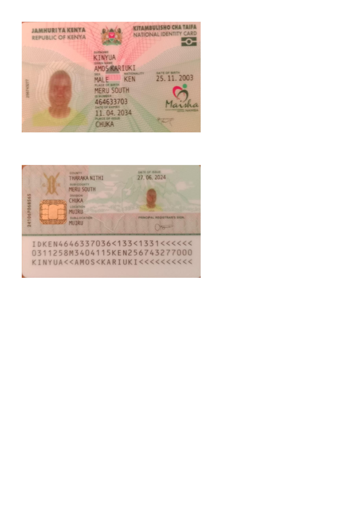 AMOS ID - AMOS - JAMHURI YA KENYA KITAMBULISHO CHA TAIFA REPUBLIC OF ...