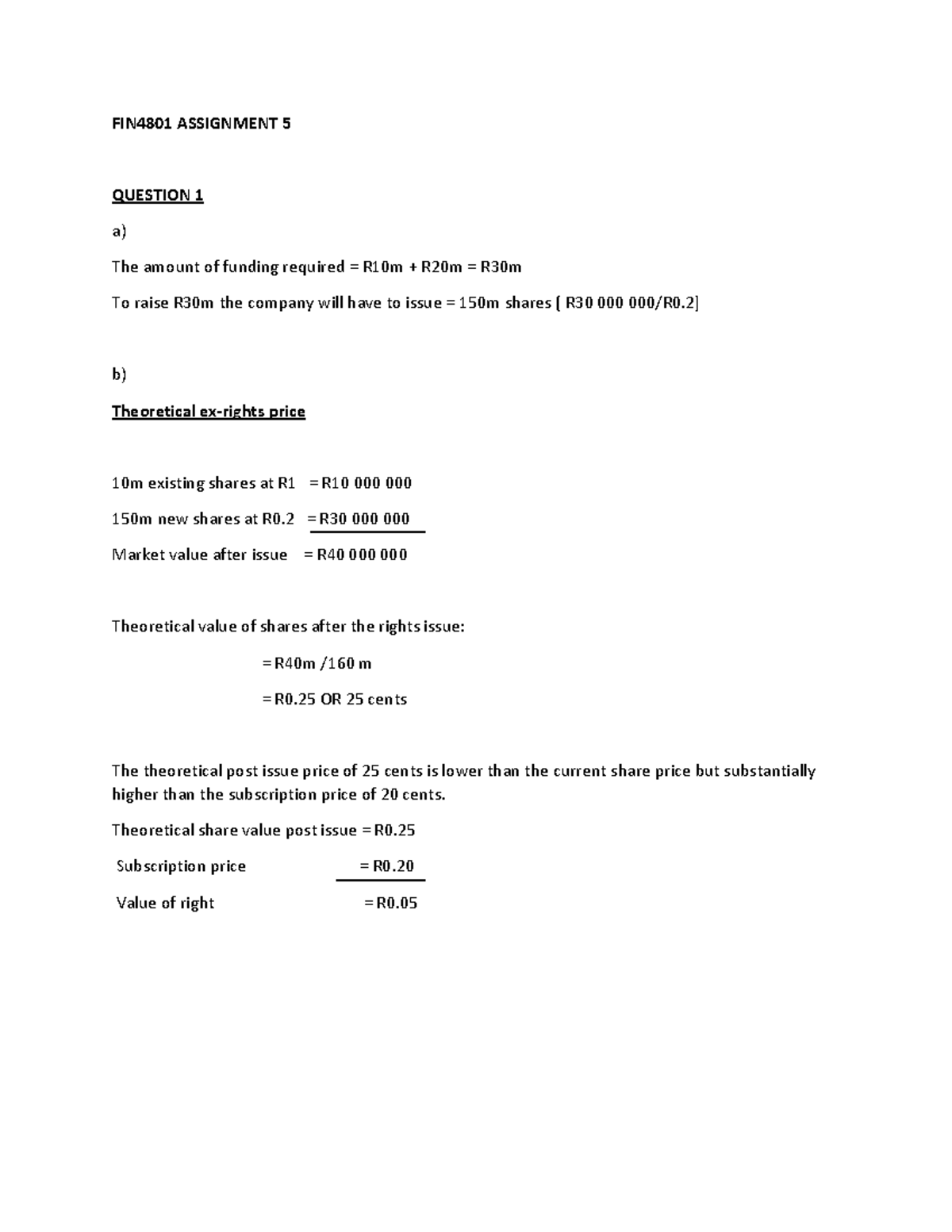 FIN4801 Assignment 05 Answers - FIN4801 - Unisa - Studocu