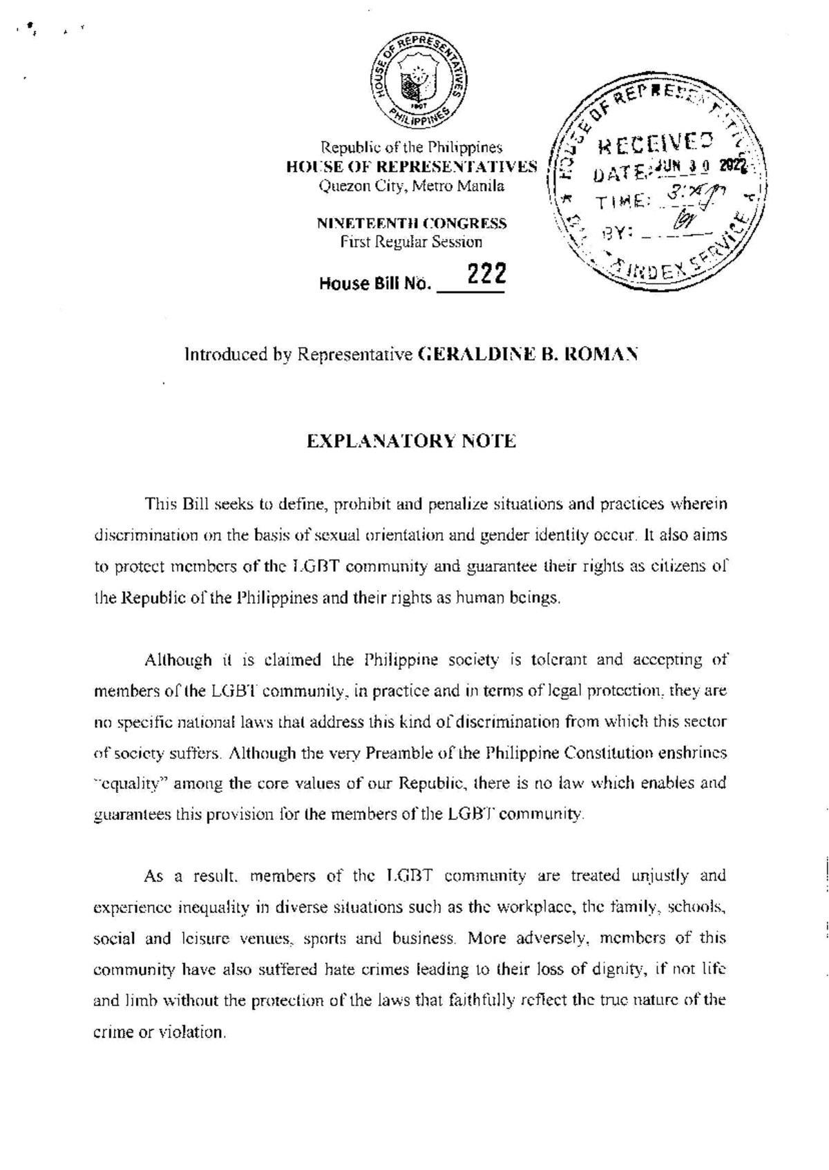 HB00222 ( Sogiesc) - about sogie bill - OF HOUSE EYES 1907 PHILIPPINES ...
