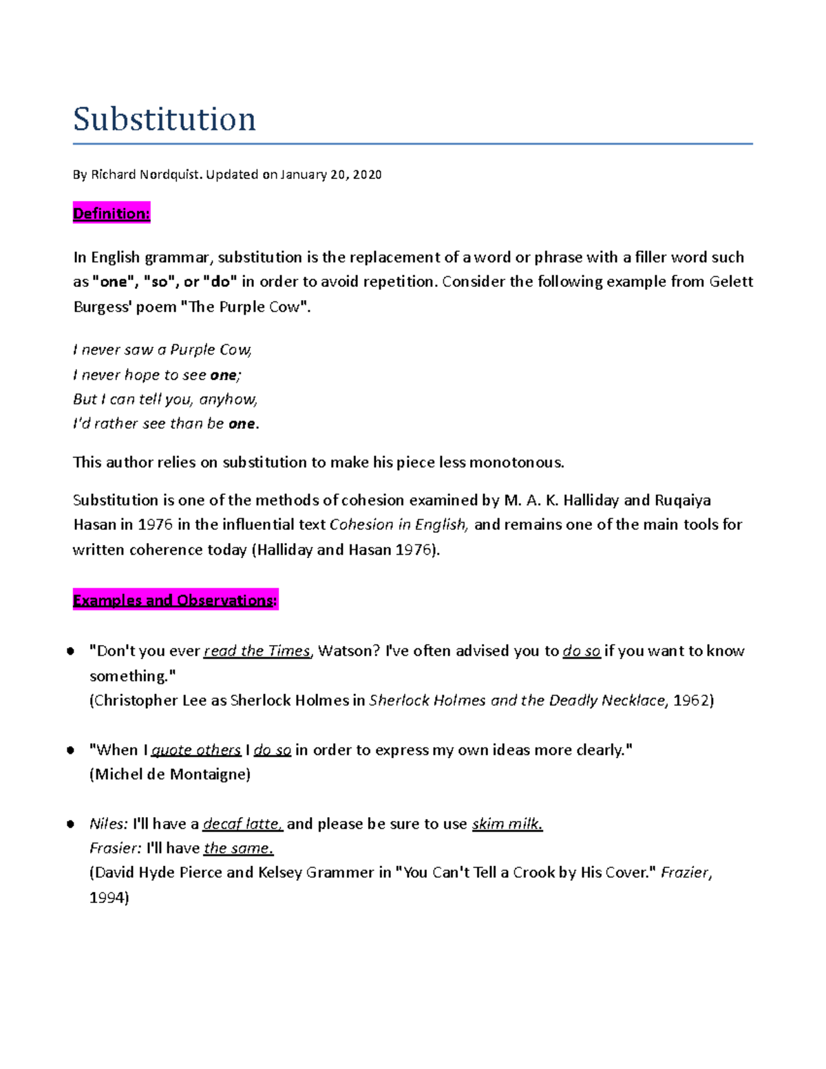 Substitution - Resumen Gramatica Inglesa II - Substitution By Richard ...