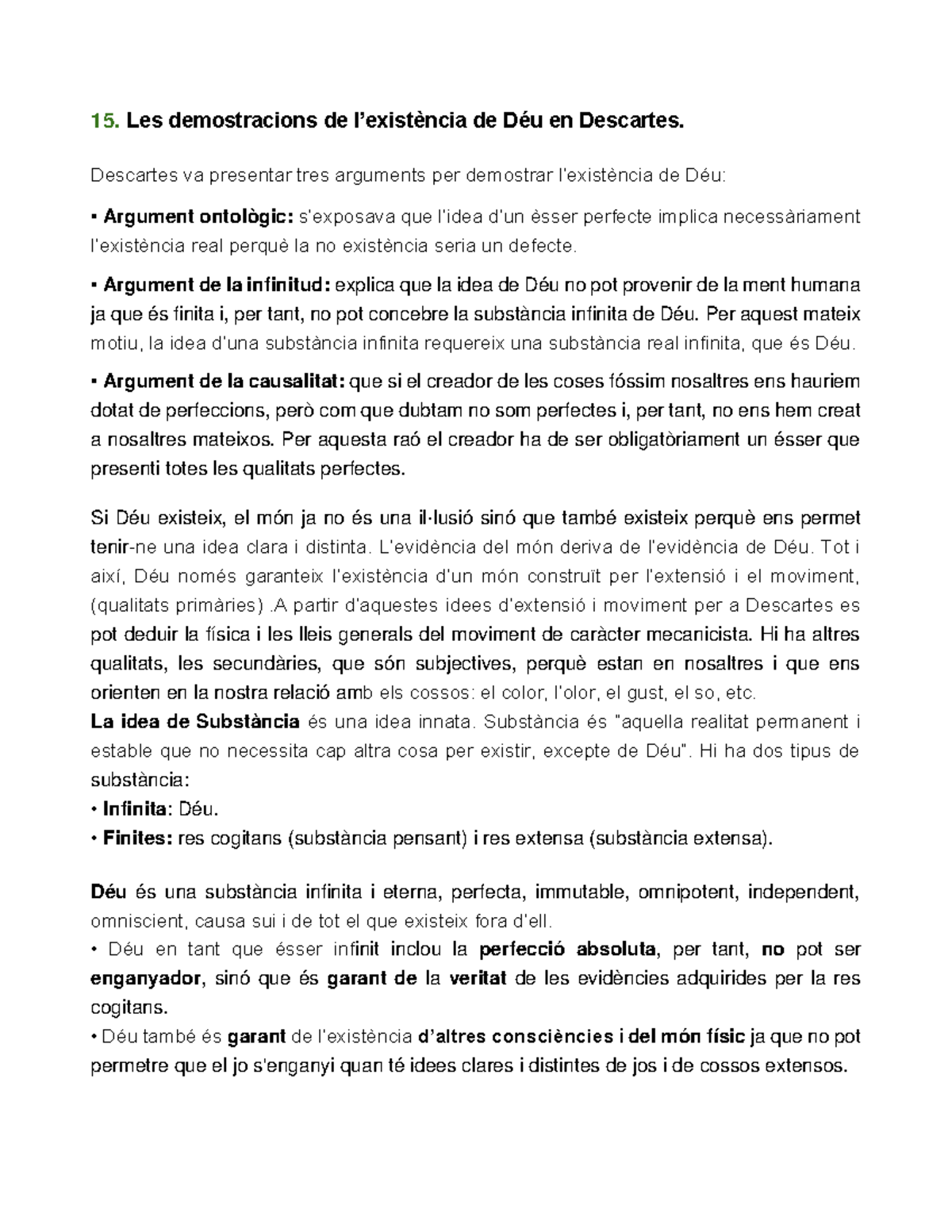 Preguntas y apuntes del tema de Descartes - 15. Les demostracions de l ...
