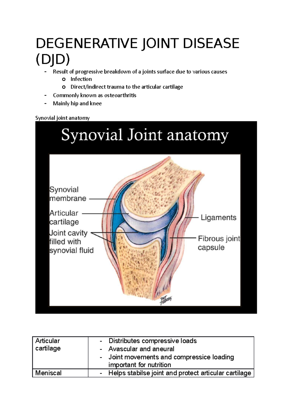 Lecture 2020 - Degenerative Joint Disease - DEGENERATIVE JOINT DISEASE ...