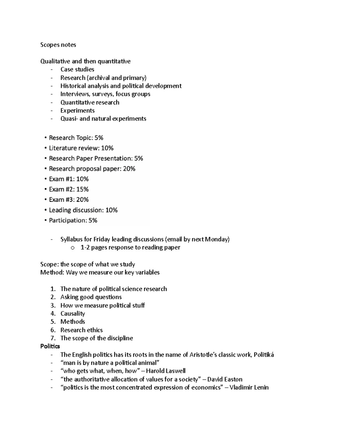 Scopes test 1 notes - Scopes notes Qualitative and then quantitative ...