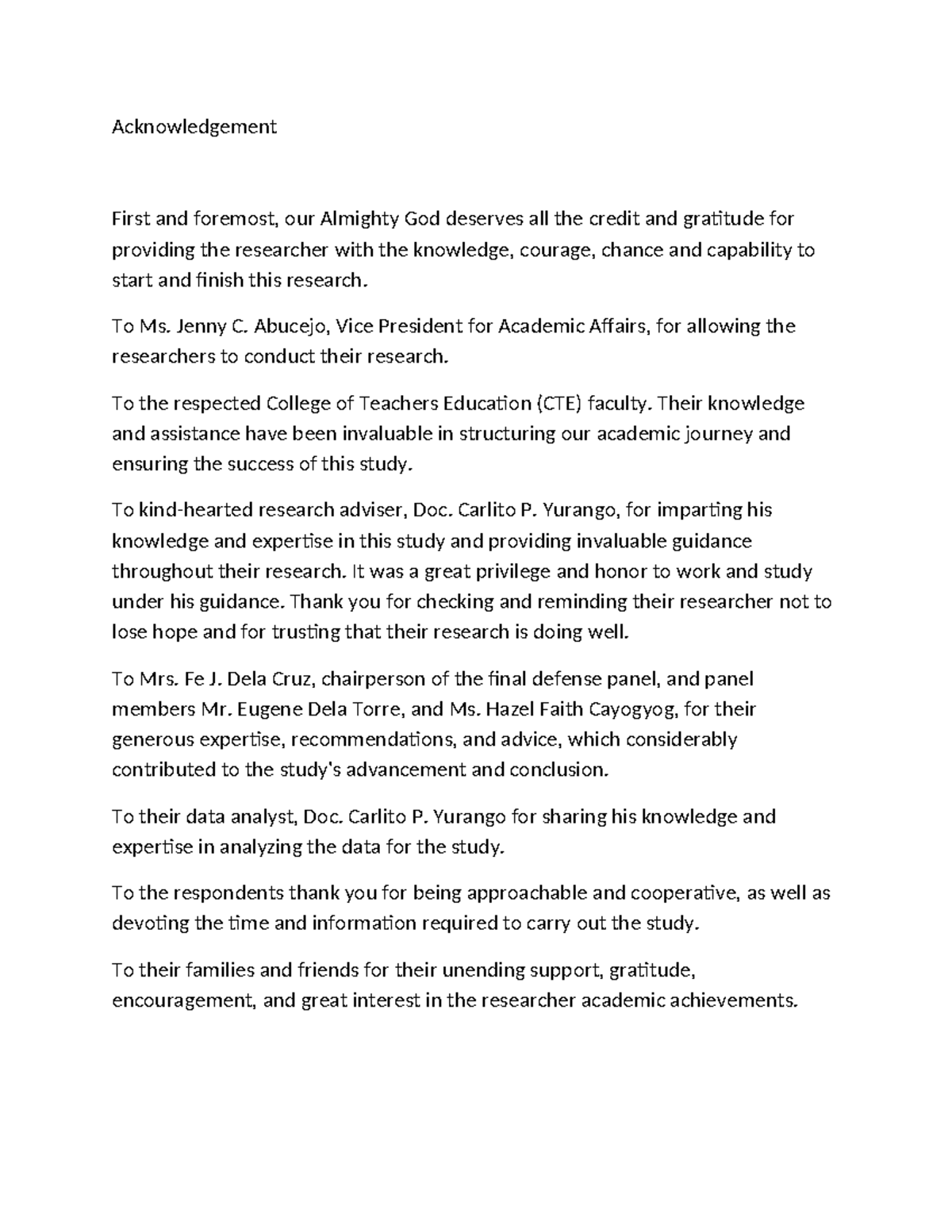 Acknowledgement-WPS Office - Acknowledgement First and foremost, our ...