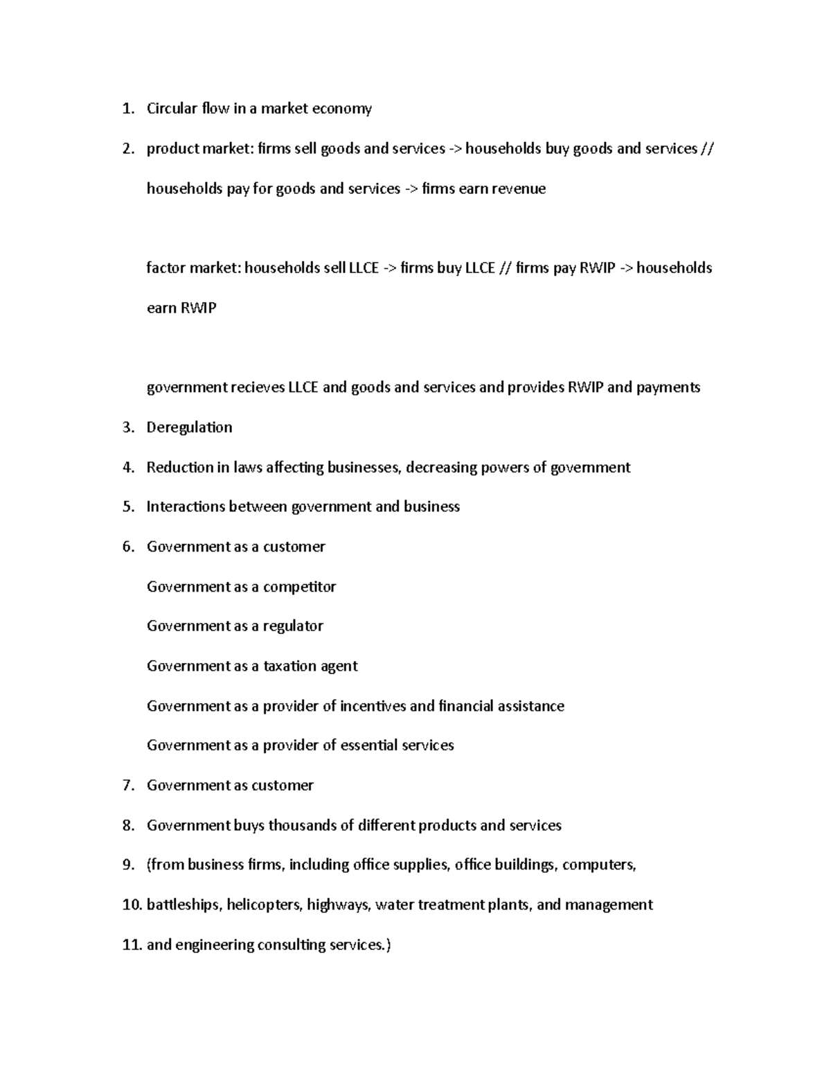Busmgt 420 1 - notes - Circular flow in a market economy product market ...