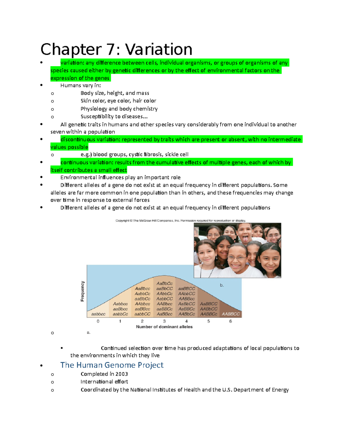 Chapter 7 Variation - Chapter 7: Variation variation: any difference ...