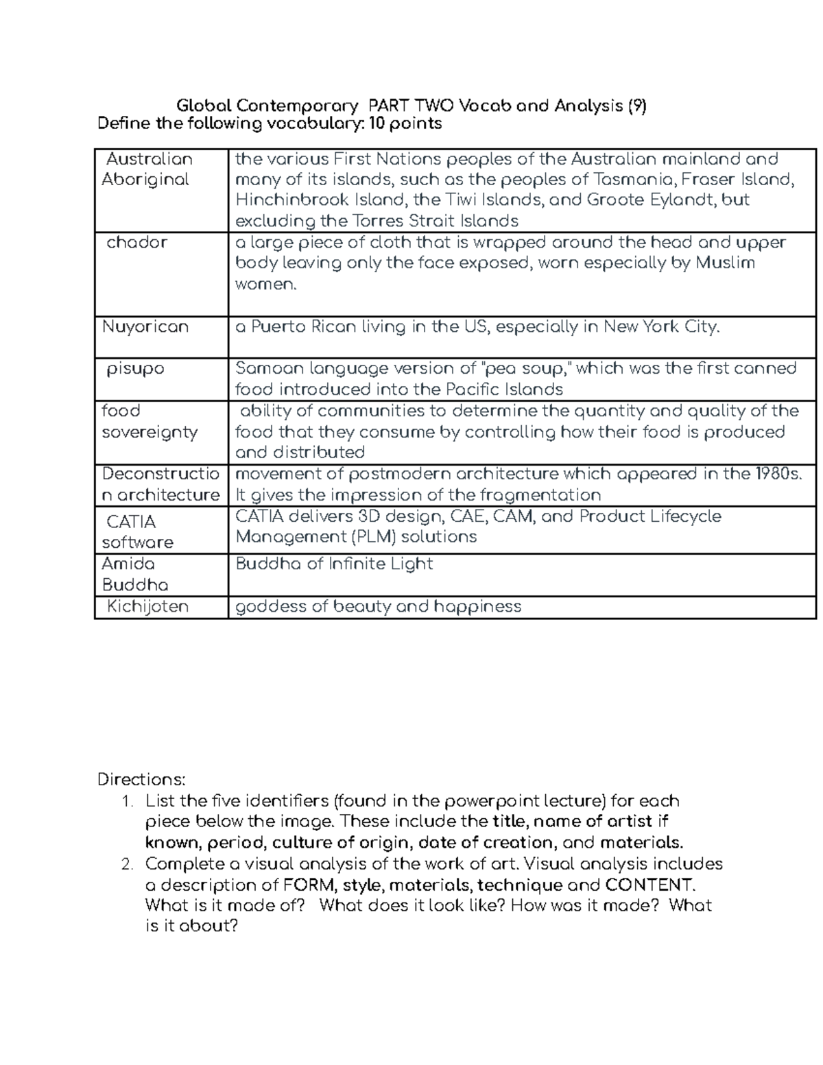 Copy of Global Contemporary PART TWO Vocab and Analysis ( 9 ) - Google ...