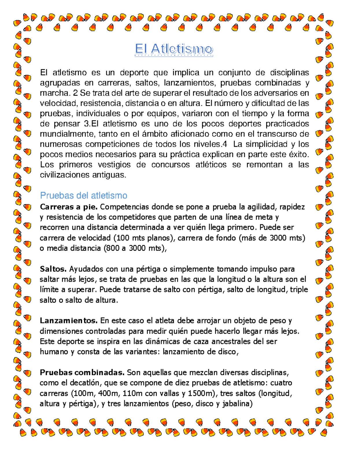 El Atletismo - yw5 - El atletismo es un deporte que implica un conjunto ...