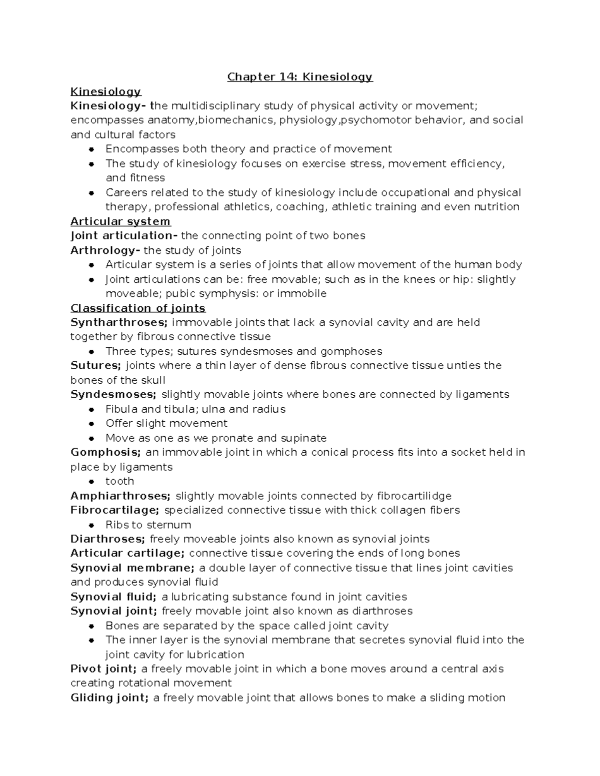 Untitled document - chapter 14 kinesiology notes - Studocu