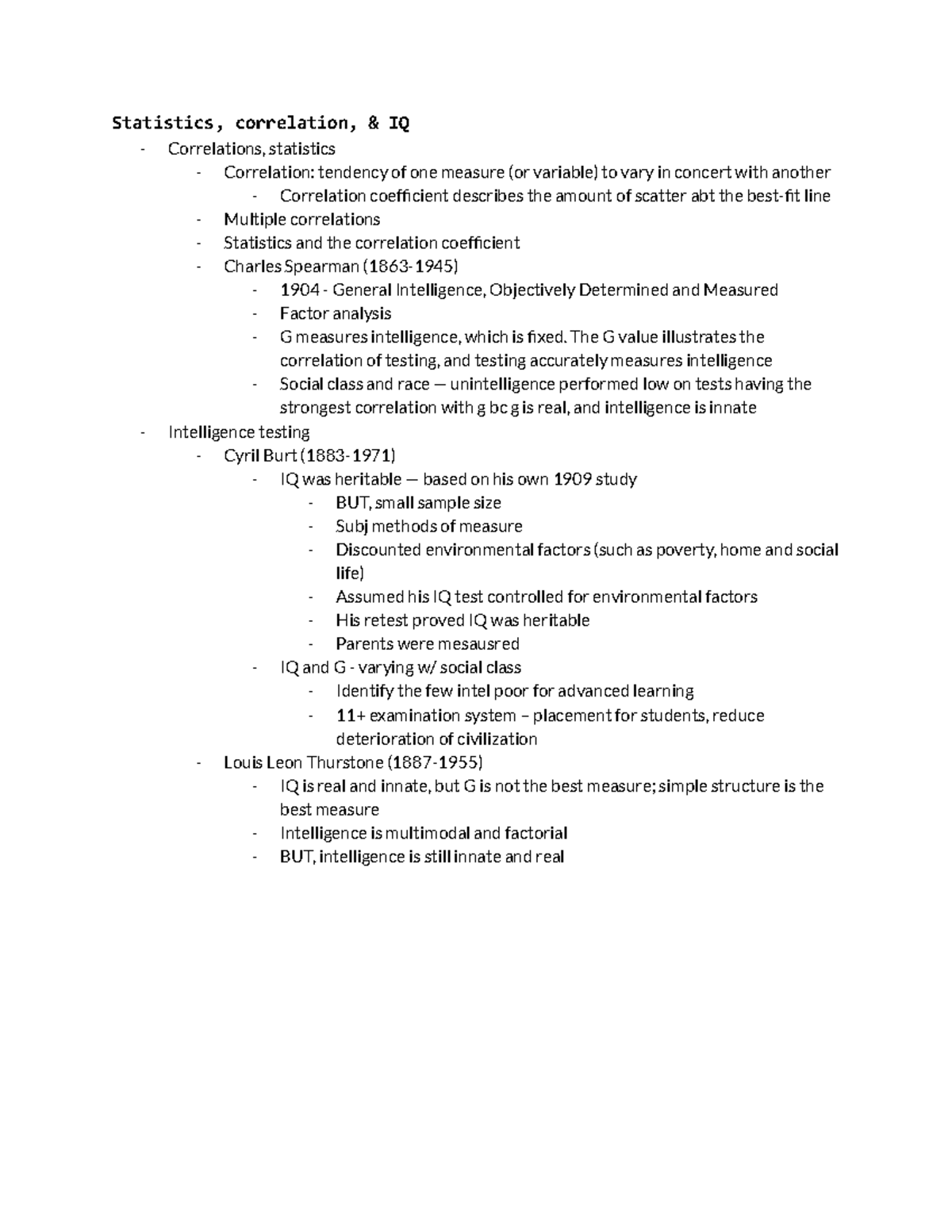 ANTH 278 Week 9 Statistics, Correlation, and IQ Lecture - Statistics ...