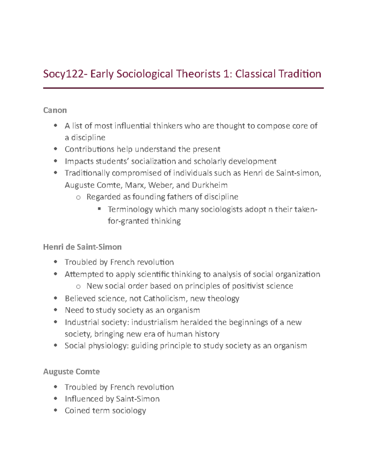SOCY 122- Week 4 - Socy122- Early Sociological Theorists 1: Classical ...
