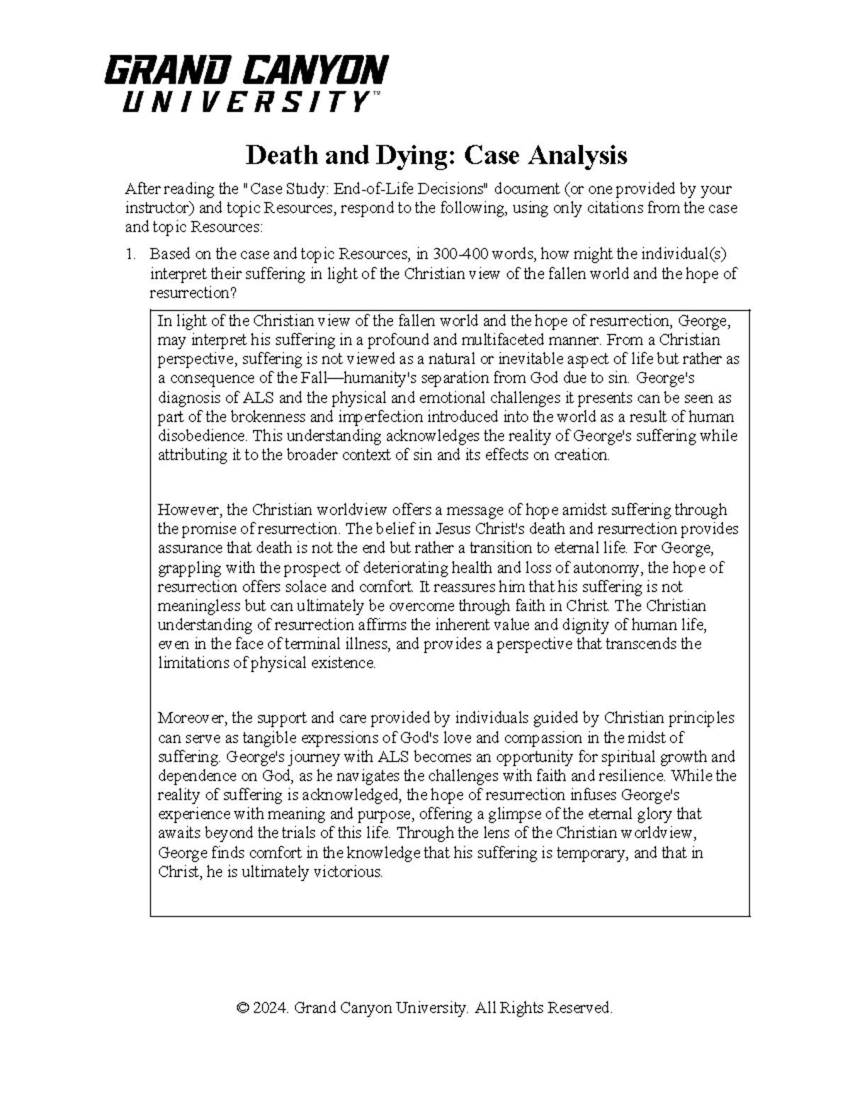 Death and Dying Case Analysis - Death and Dying: Case Analysis After ...