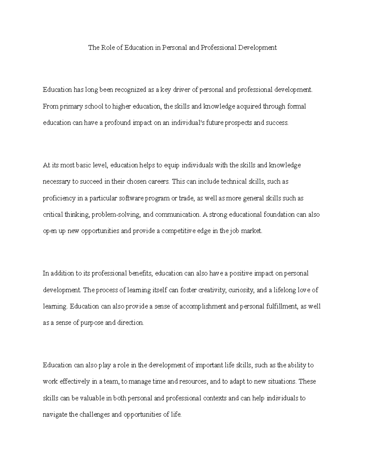 The Role of Education in Personal and Professional Development - From ...