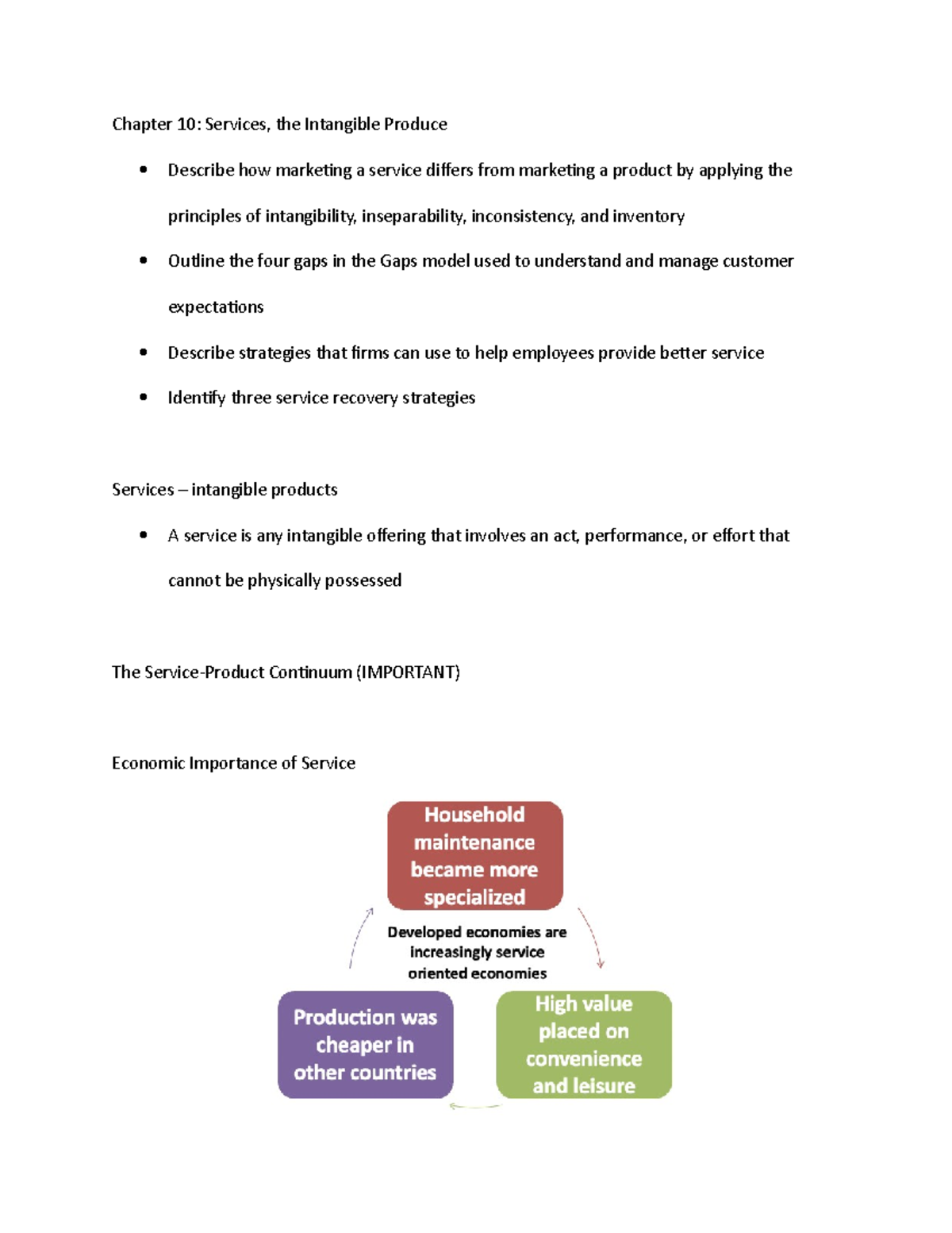 Chapter 10 - In class notes - Chapter 10: Services, the Intangible ...