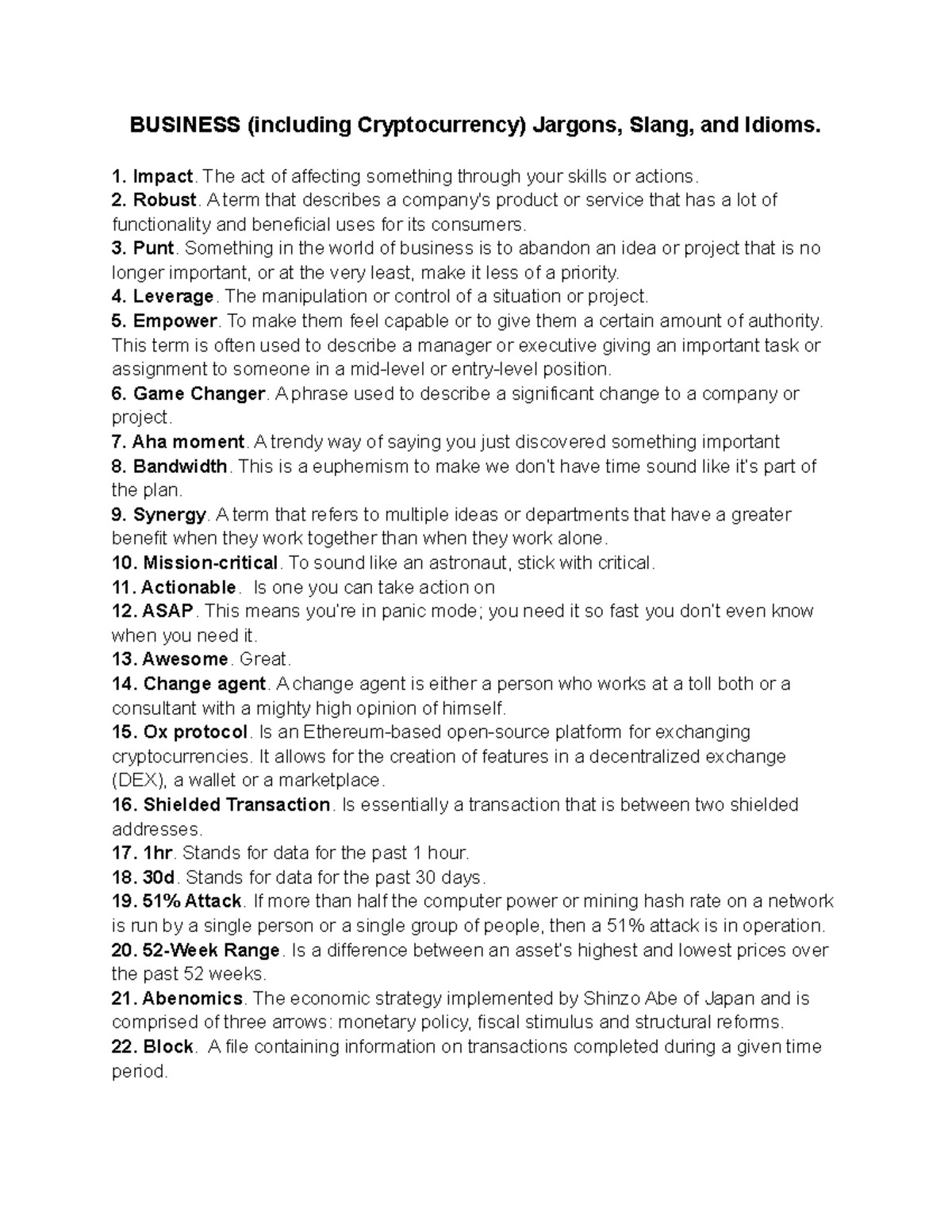 Business jargons, slang, idioms Comm 01 - BUSINESS (including ...