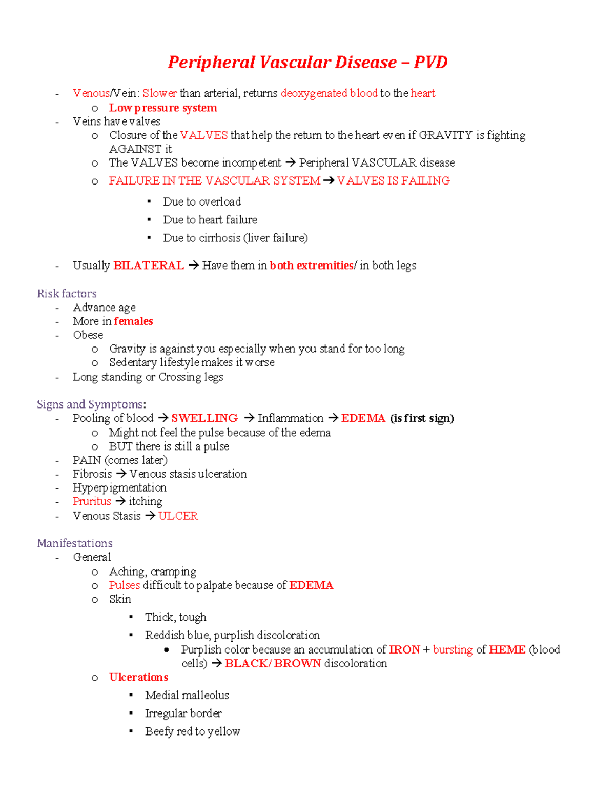 Peripheral Vascular Disease – PVD - Peripheral Vascular Disease – PVD ...