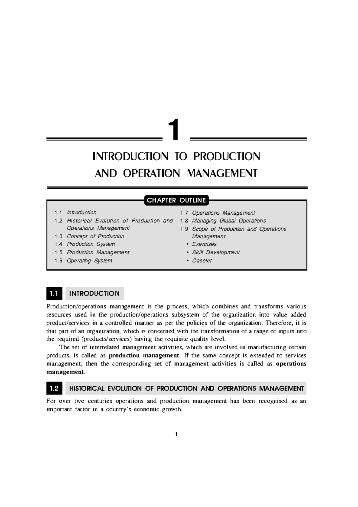 Production AND Operation Management - 1 1 Introduction 1 Historical ...