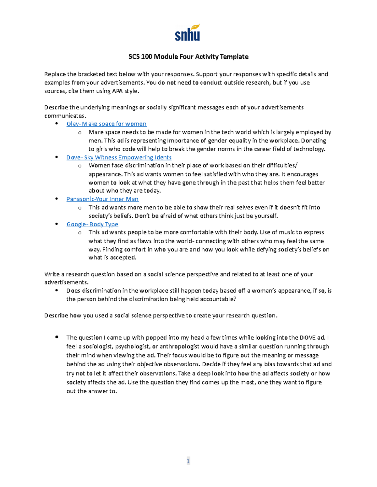SCS 100 Module Four Activity Template - SCS100 - SNHU - Studocu