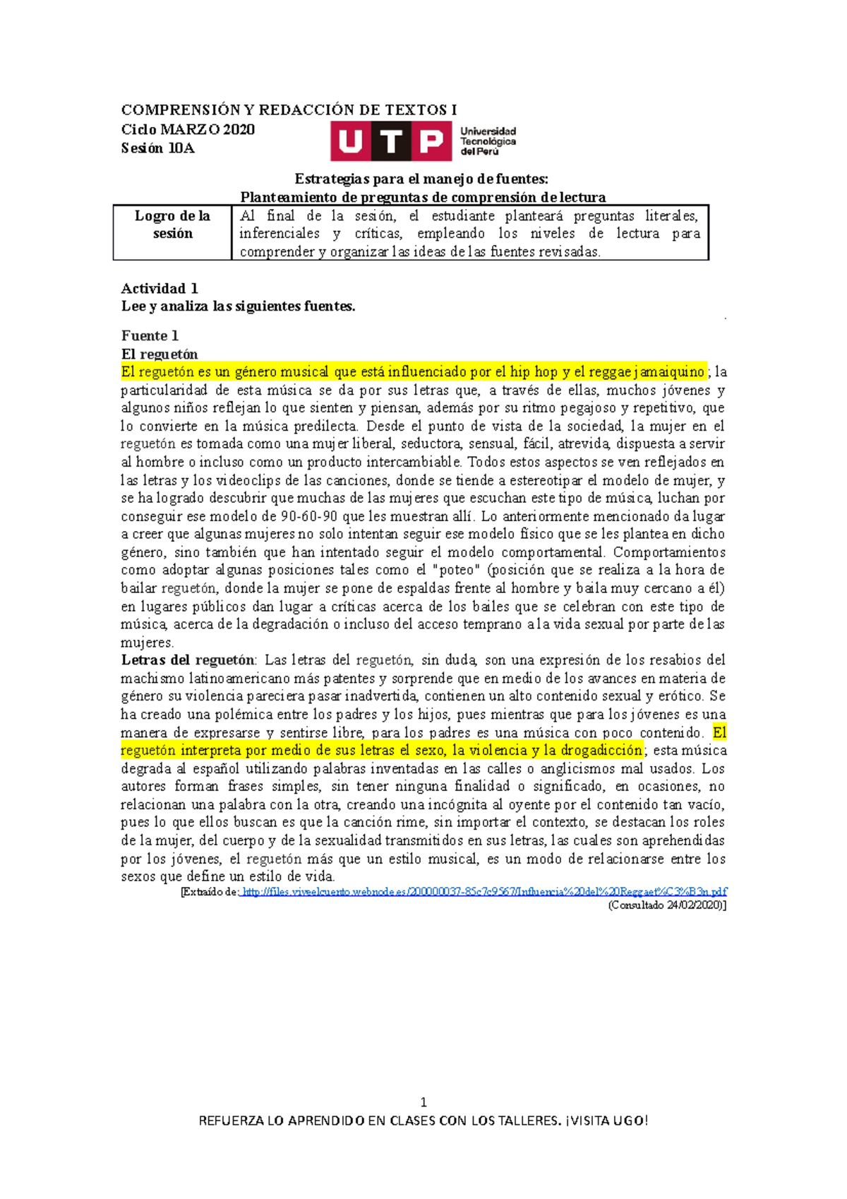 S10.s1- Resolver Ejercicio - COMPRENSIÓN Y REDACCIÓN DE TEXTOS I Ciclo ...
