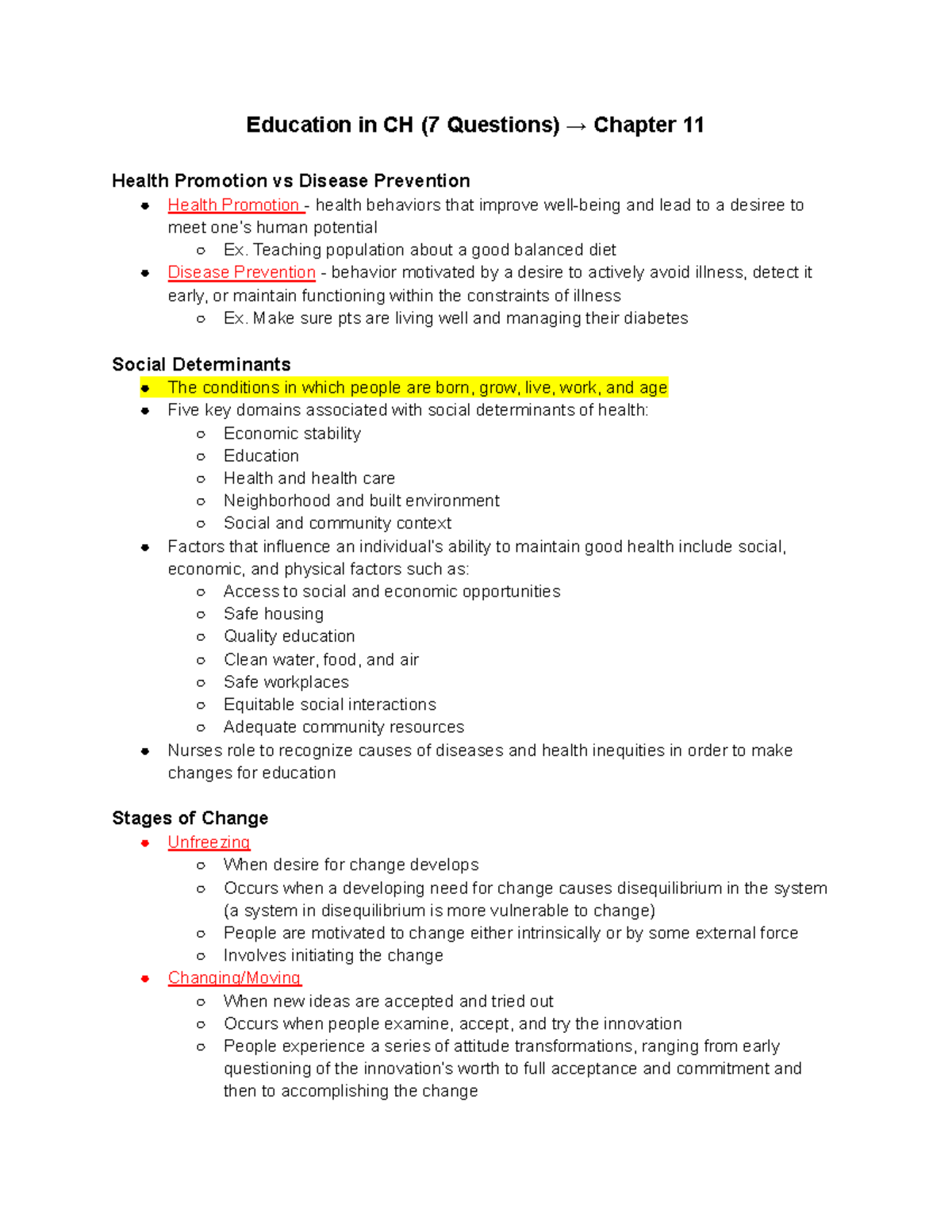 Education in Community Health - Education in CH (7 Questions) → Chapter ...