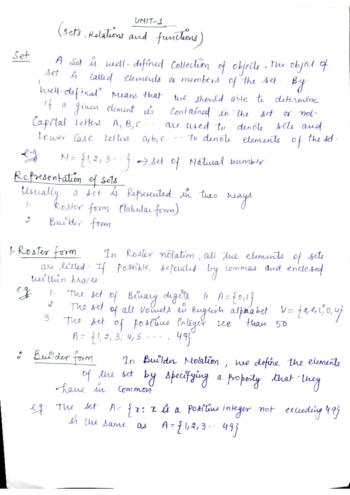 Unit 1-set theory - Precise notes of unit 1 - (sets, Relations and ...