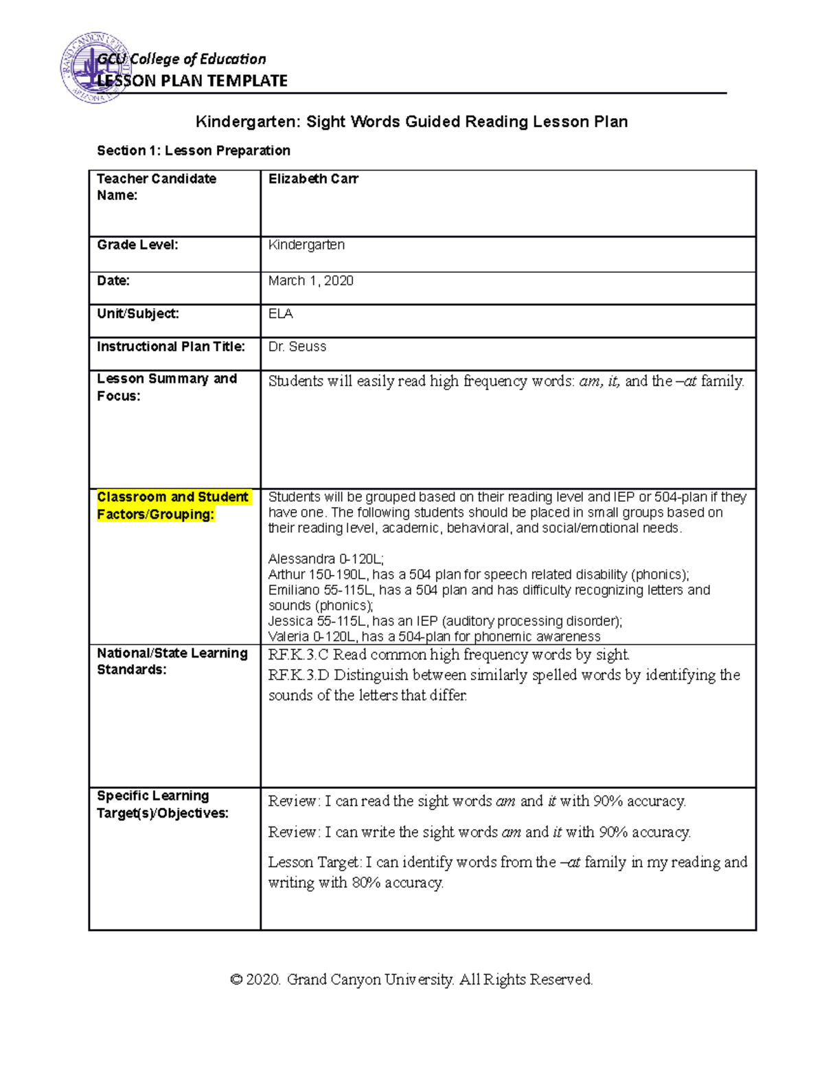 SPD-200-RS Kindergarten-Sight-Words-Guided-Reading-Lesson-Plan ...