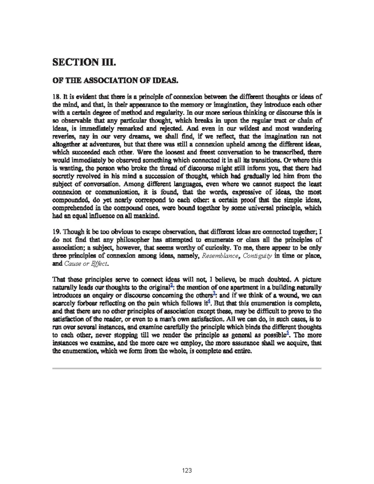 Hume - Enquiry - Hume reading - Resemblance Contiguity Cause or Effect ...