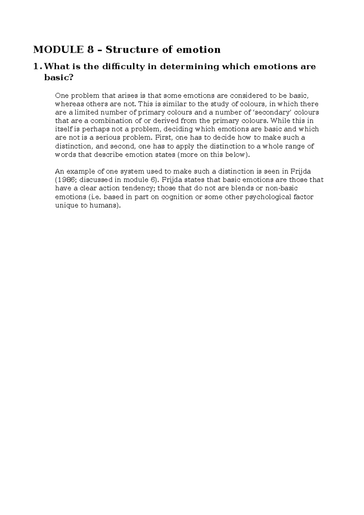 Lecture Notes Lecture 8 Structure Of Emotion Module 8 Structure Of Emotion 1 What Is The
