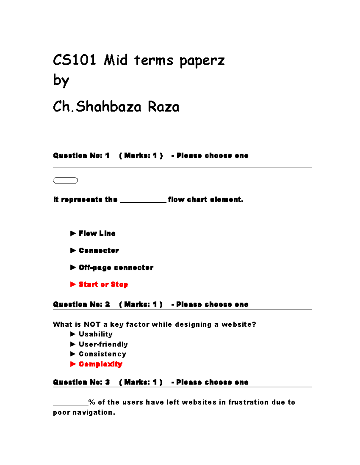 CS101 Midterm Solved Paper with Reference By Shahbaz Rana - CS101 Mid terms paperz by Ch Raza ...
