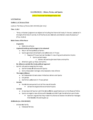 Unit 4 - unit 4 for greek class videos and readings - CLA/HIS210[A ...