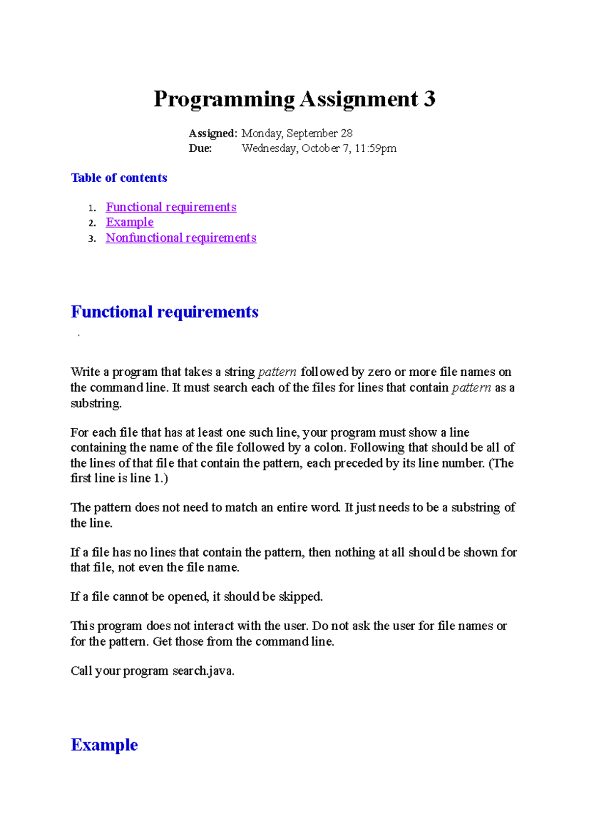 Programming Assignment 3 2 3 Functional Requirements Example Nonfunctional Requirements