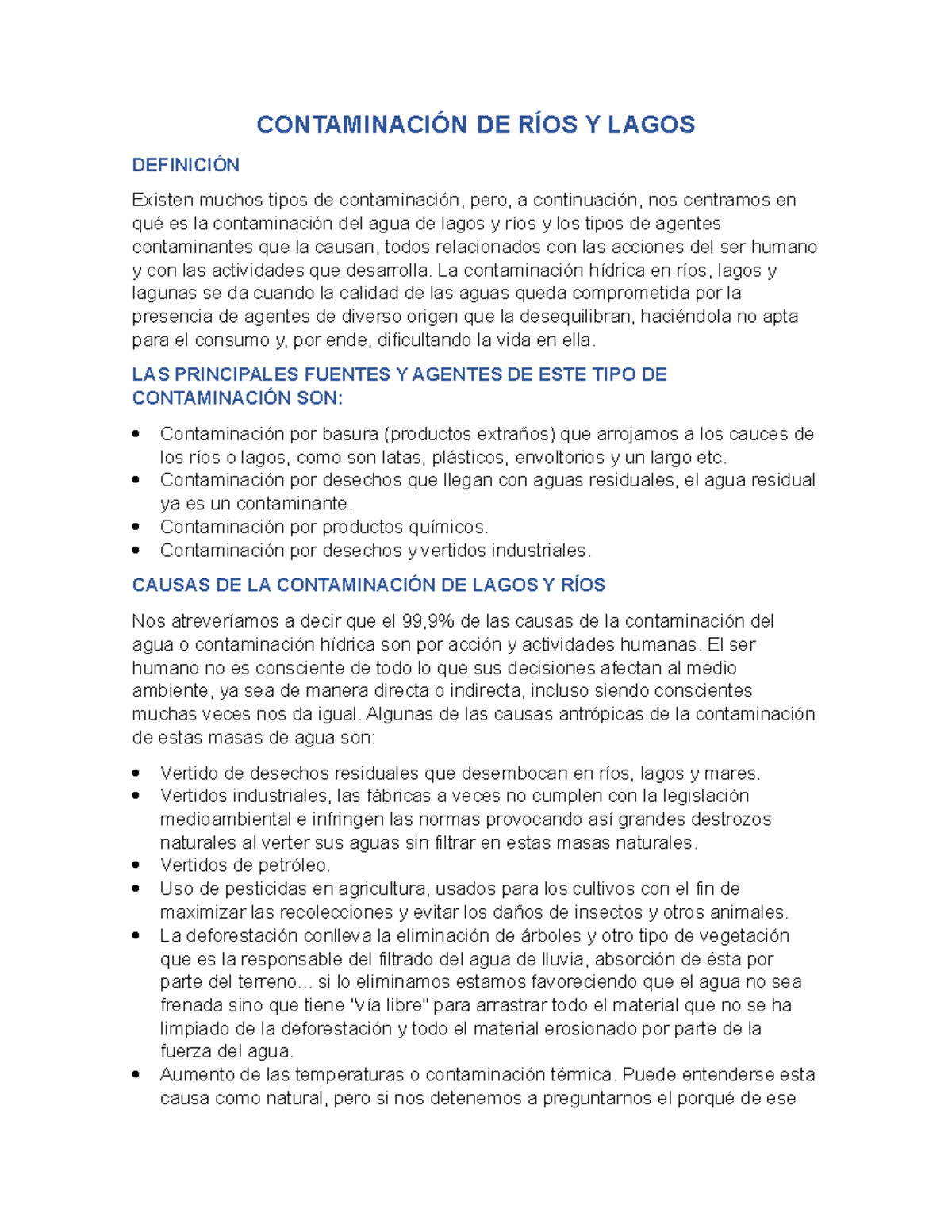 Contaminacion DE RIOS Y Lagos - CONTAMINACIÓN DE RÍOS Y LAGOS ...
