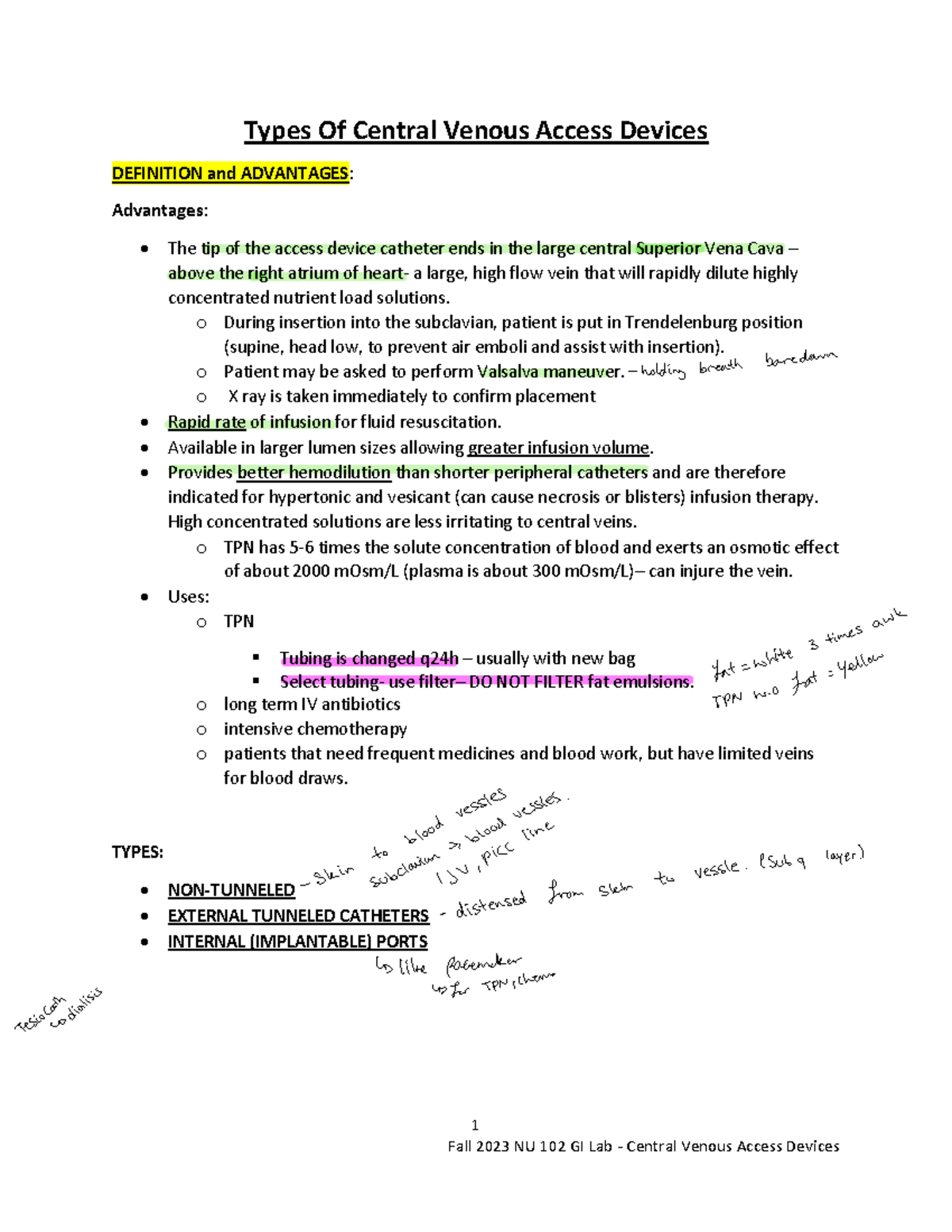 Central Venous Access Devices - 1 Types Of Central Venous Access ...