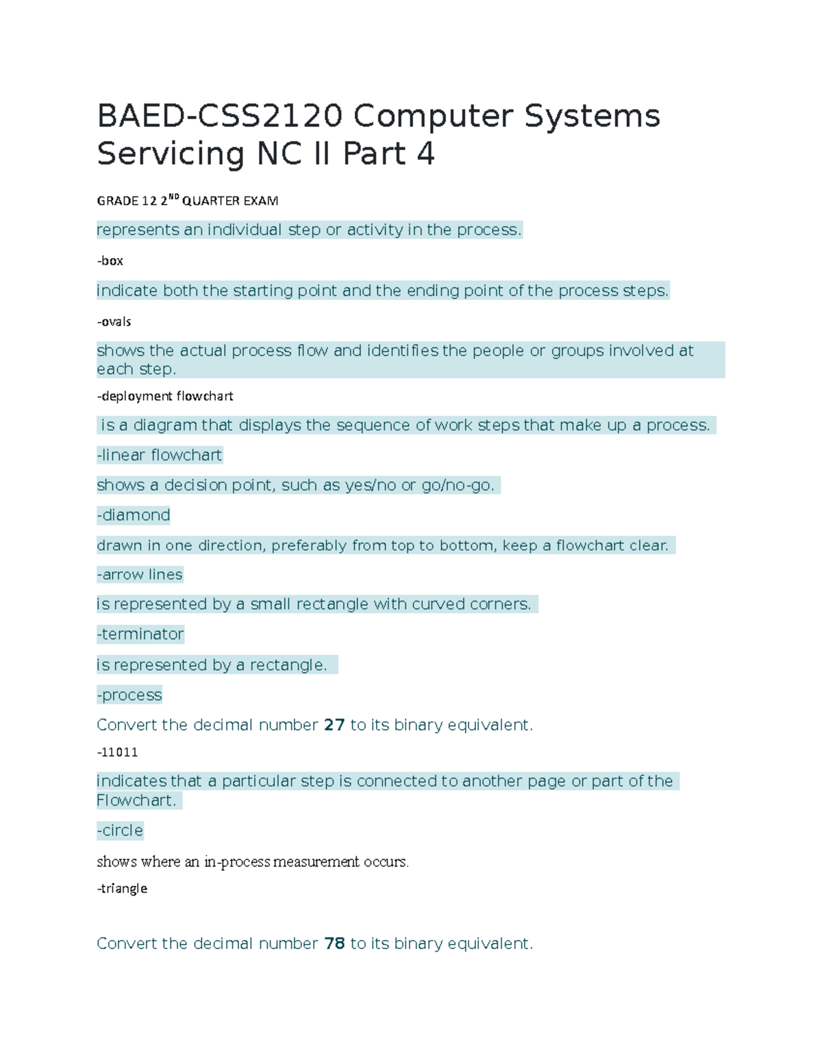 CSS Grade 12 4th Quarter - BAED-CSS2120 Computer Systems Servicing NC II Part 4 GRADE 12 2ND ...