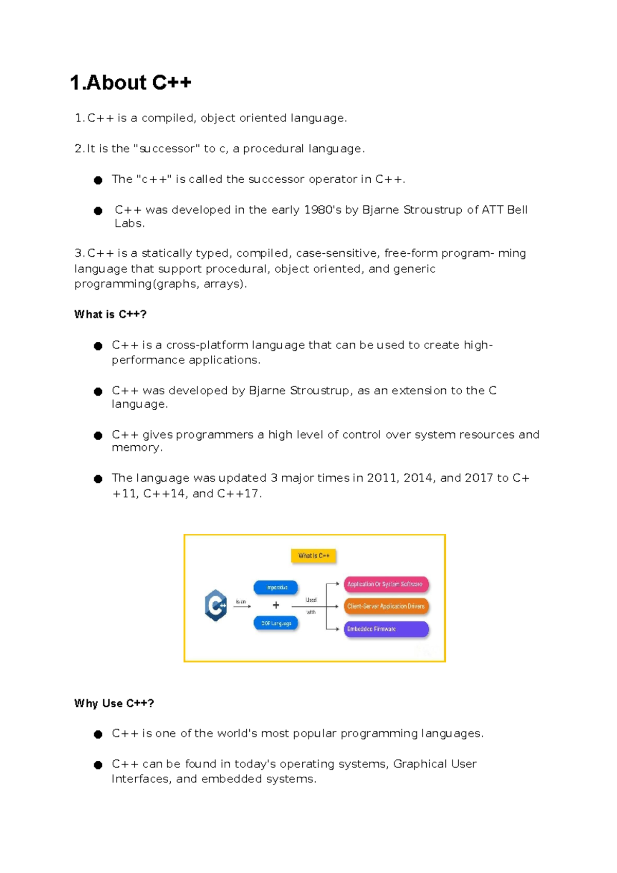 C++ new project 01 - C++ - 1 C++ C++ is a compiled, object oriented ...