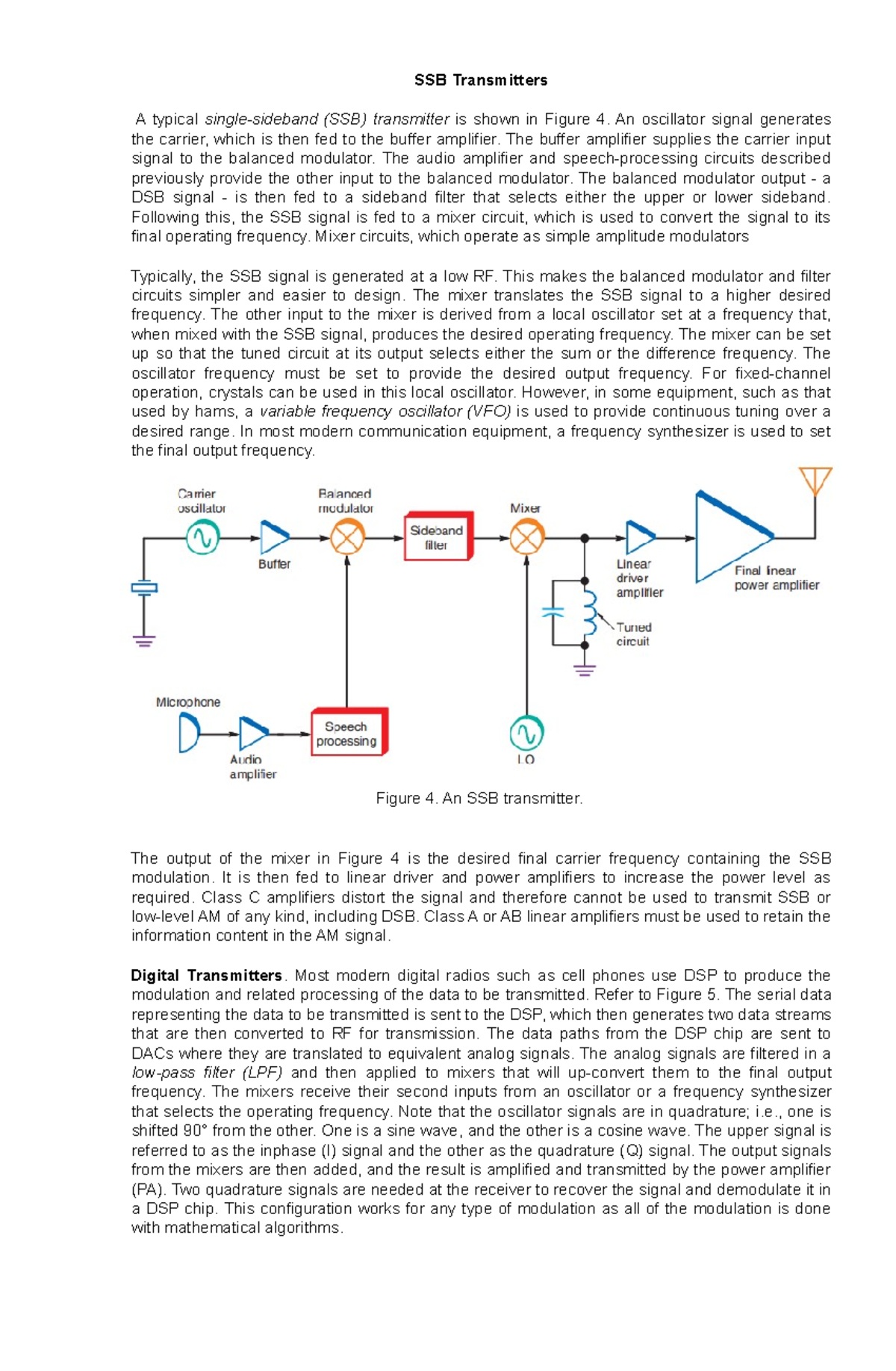 SSB Transmitters - An oscillator signal generates the carrier, which is ...