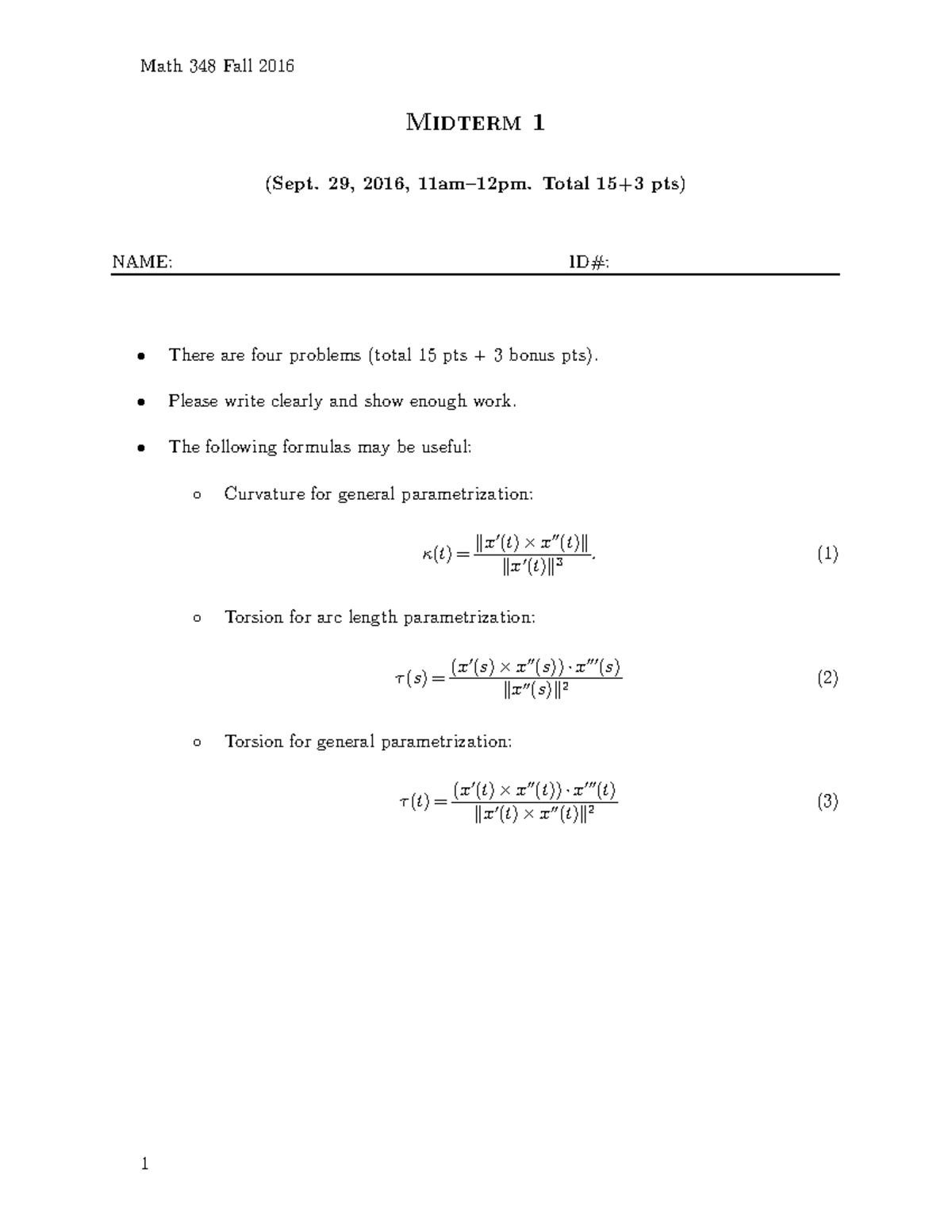 Mid1 2016 0929 sol - Mid1 2016 0929 sol - Midterm 1 (Sept. 29, 2016, 11am–12pm. Total 15+3 pts ...