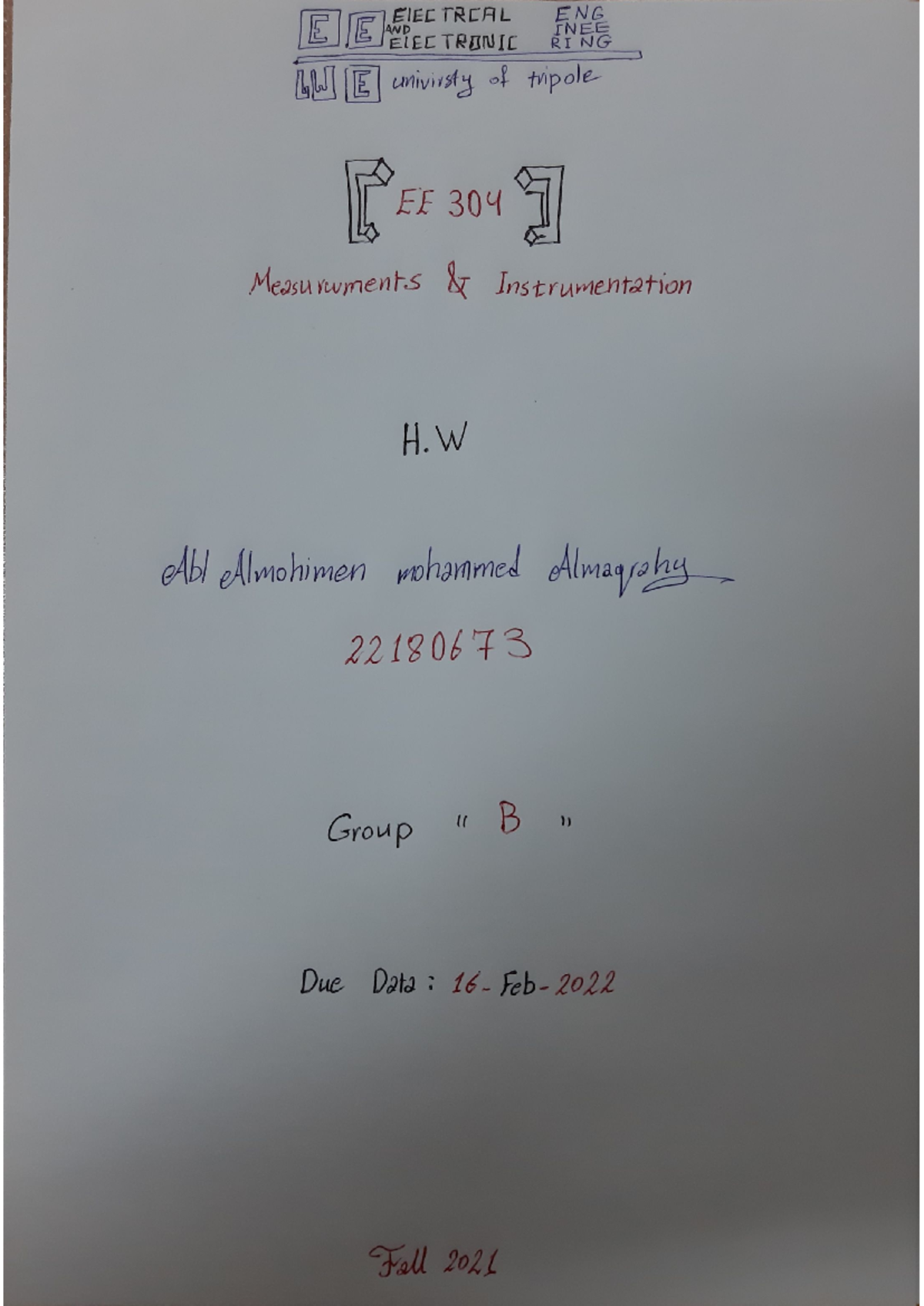 EE304 HW - homework - Principal Instrument II - Studocu